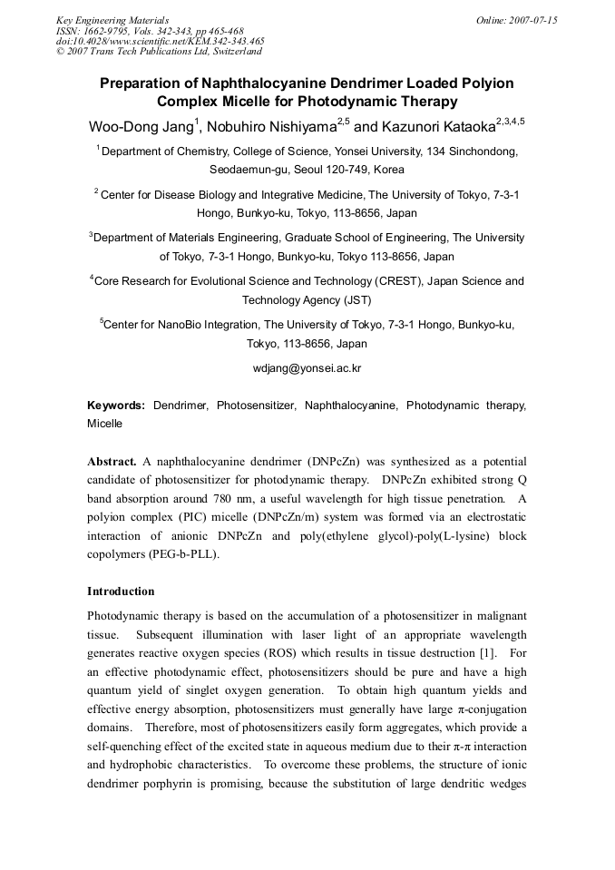 Preparation of Naphthalocyanine Dendrimer Loaded Polyion Complex ...