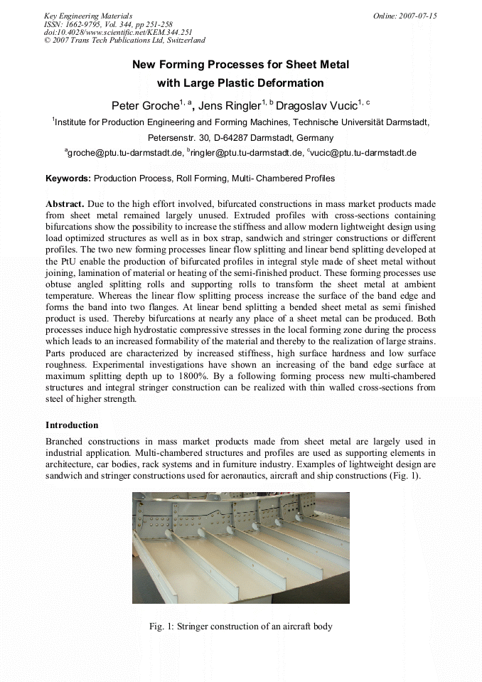 New Forming Processes for Sheet Metal with Large Plastic Deformation ...