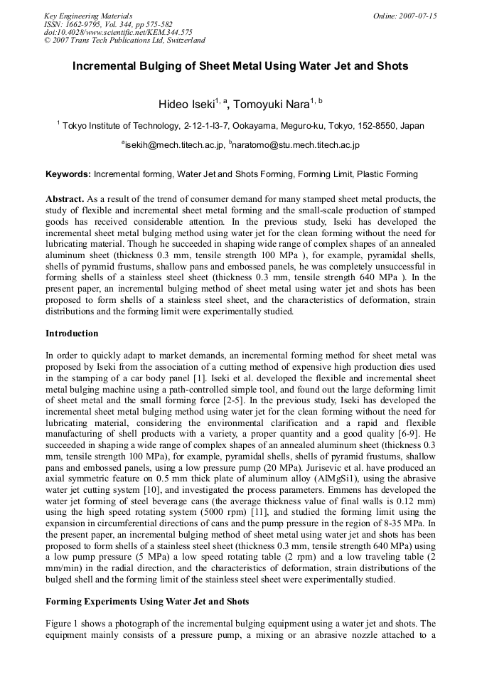 Incremental Bulging of Sheet Metal Using Water Jet and Shots ...