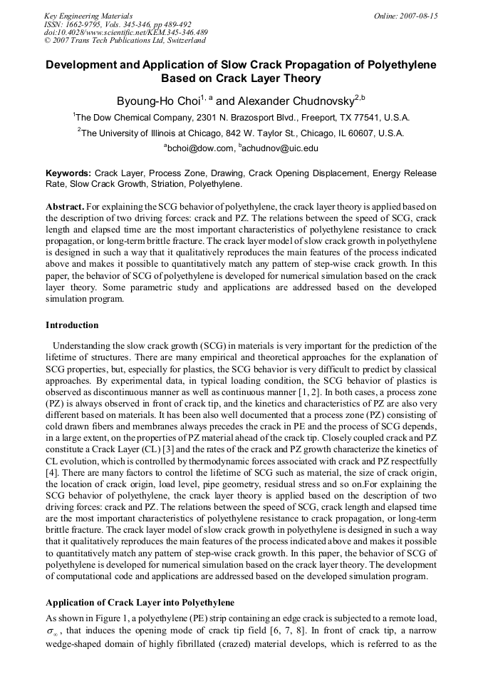 Development and Application of Slow Crack Propagation of Polyethylene ...