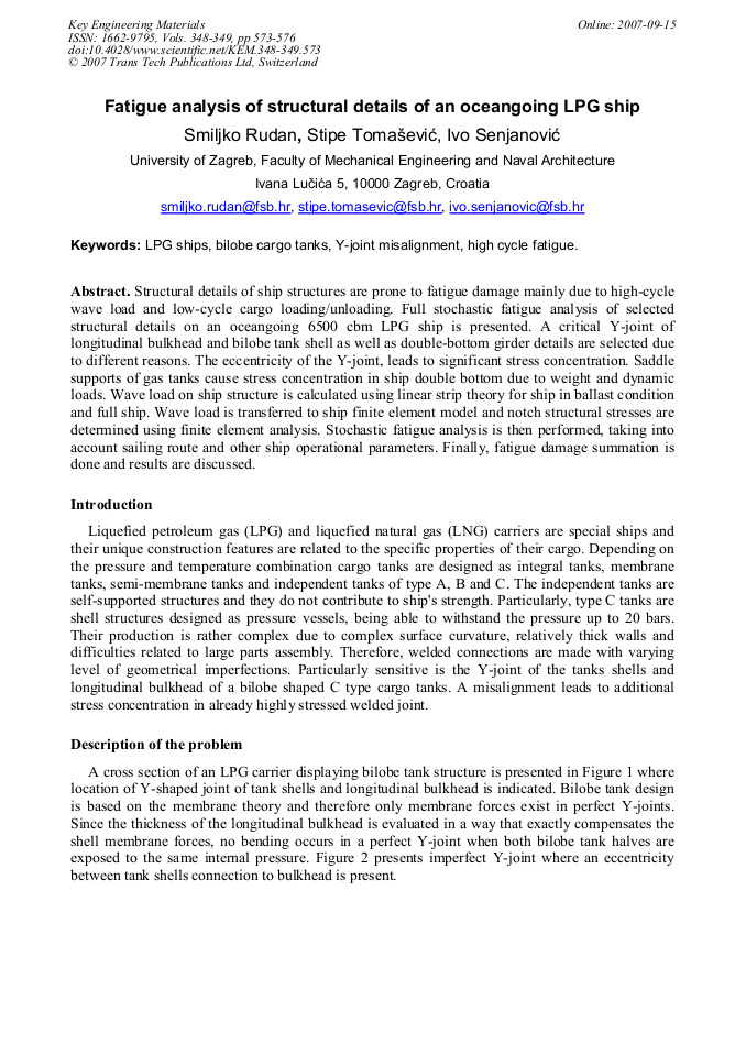 Fatigue Analysis of Structural Details of an Oceangoing LPG Ship ...