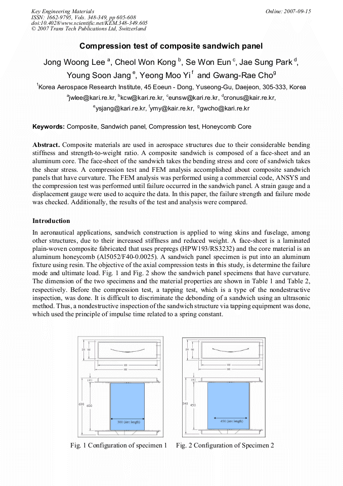 Compression Test of Composite Sandwich Panel | Scientific.Net