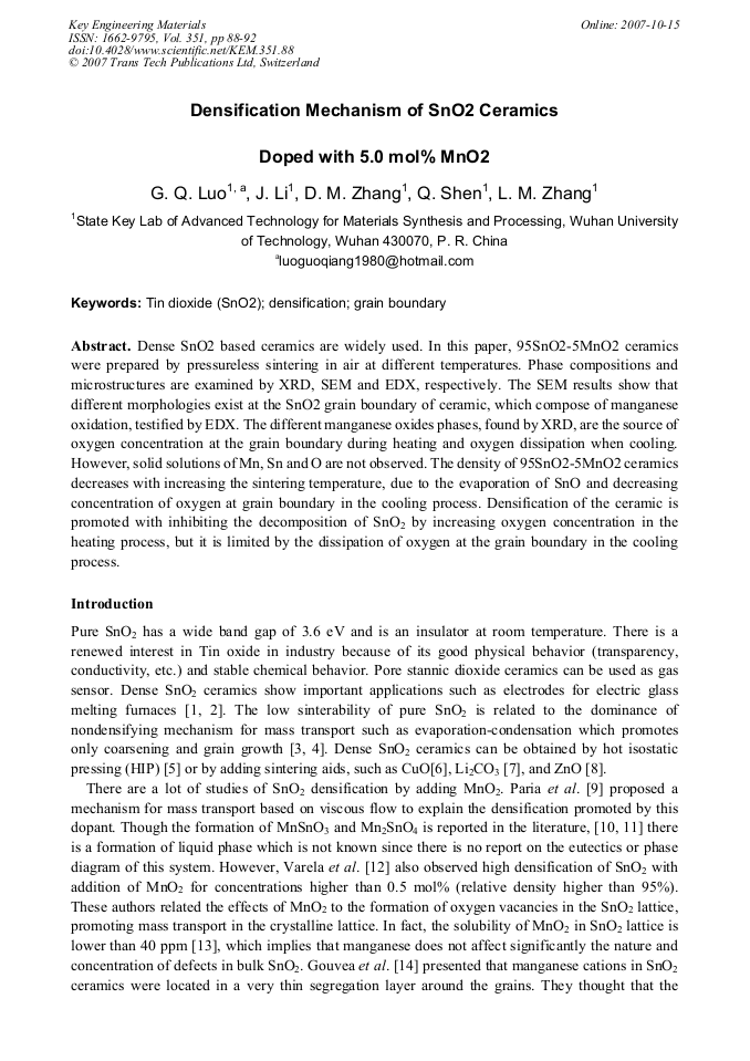 Densification Mechanism of SnO2 Ceramics Doped with 5.0 mol% MnO2 ...
