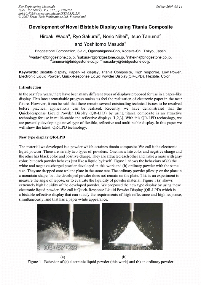 Development of Novel Bistable Display Using Titania Composite ...