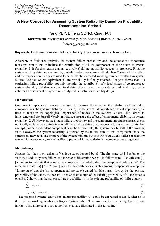 A New Concept for Assessing System Reliability Based on Probability ...