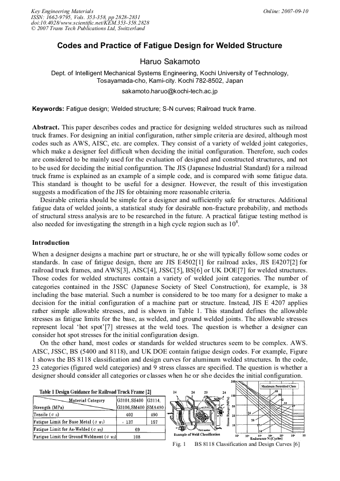 Codes and Practice of Fatigue Design for Welded Structure | Scientific.Net
