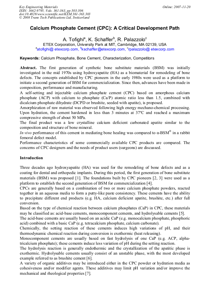 Calcium Phosphate Cement (CPC): A Critical Development Path ...