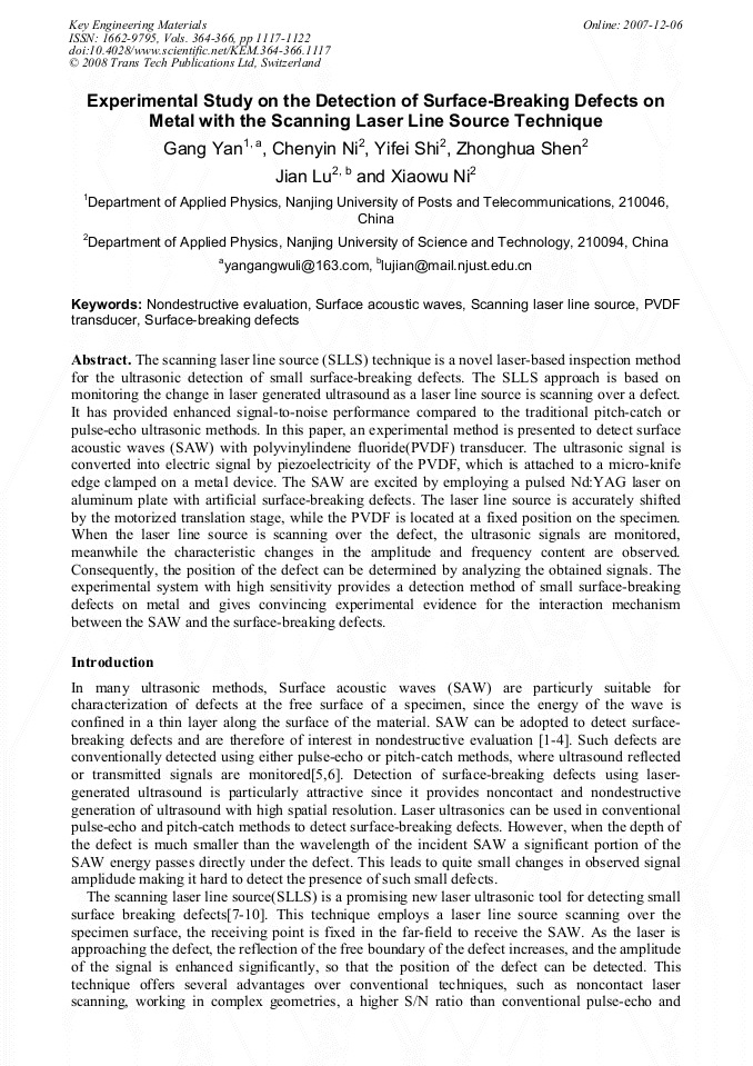 Experimental Study on the Detection of Surface-Breaking Defects on ...