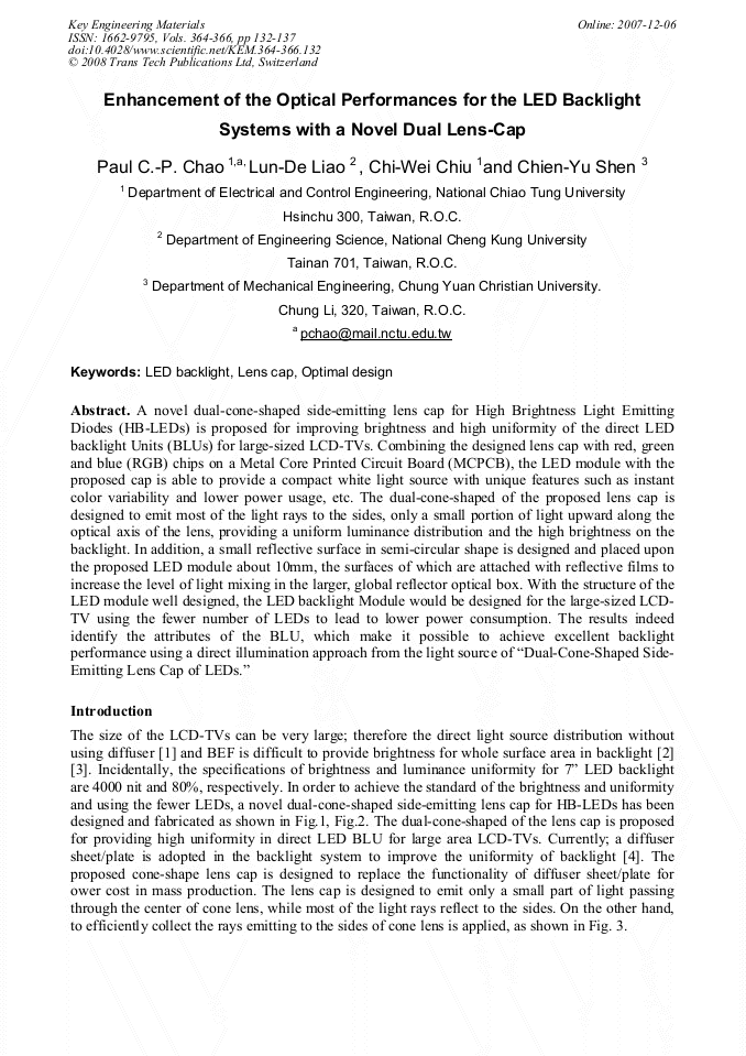 Enhancement of the Optical Performances for the LED Backlight Systems ...