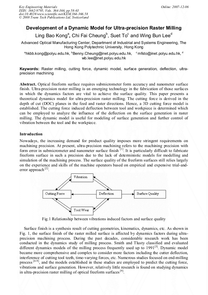 Development of a Dynamic Model for Ultra-Precision Raster Milling ...