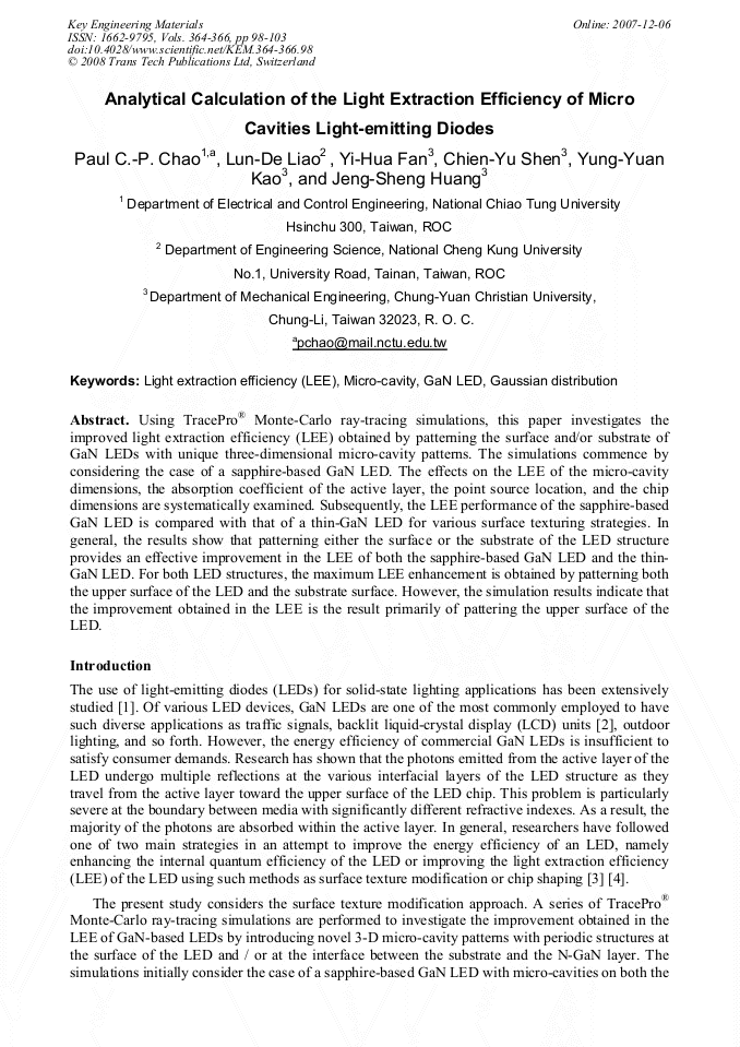 Analytical Calculation of the Light Extraction Efficiency of Micro ...