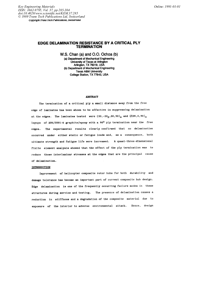 Edge Delamination Resistance by a Crictical Ply Termination ...