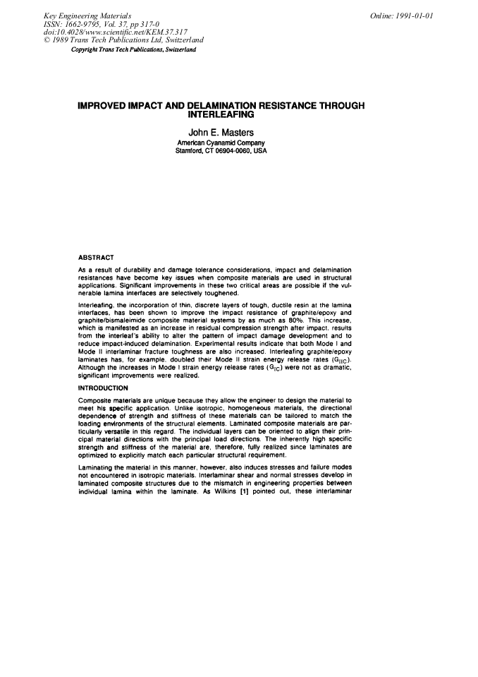 Improved Impact and Delamination Resistance through Interleafing ...