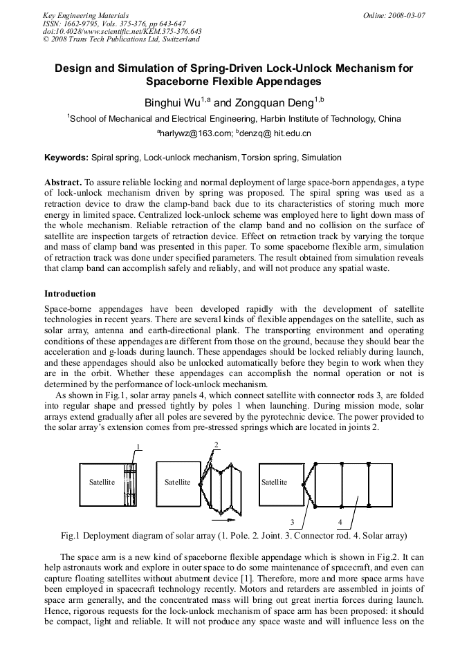 Design and Simulation of Spring-Driven Lock-Unlock Mechanism for ...