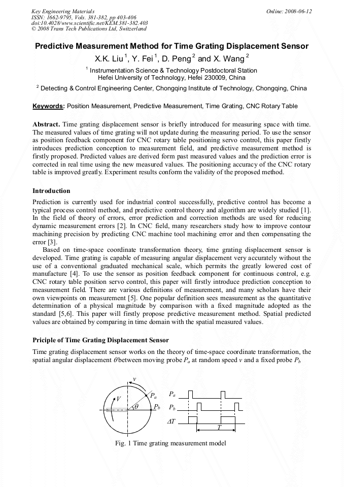 Predictive Measurement Method for Time Grating Displacement Sensor ...