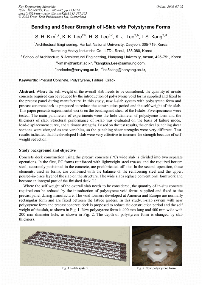Bending and Shear Strength of I-Slab with Polystyrene Forms ...