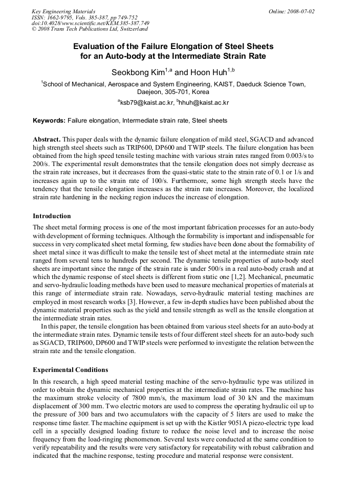 Evaluation of the Failure Elongation of Steel Sheets for an Auto-Body ...