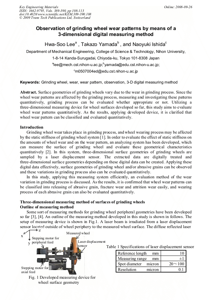 Observation of Grinding Wheel Wear Patterns by Means of a 3-Dimensional ...