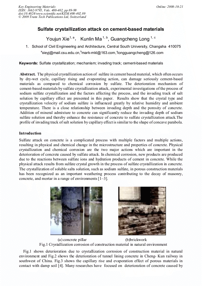 Sulfate Crystallization Attack on Cement-Based Materials | Scientific.Net
