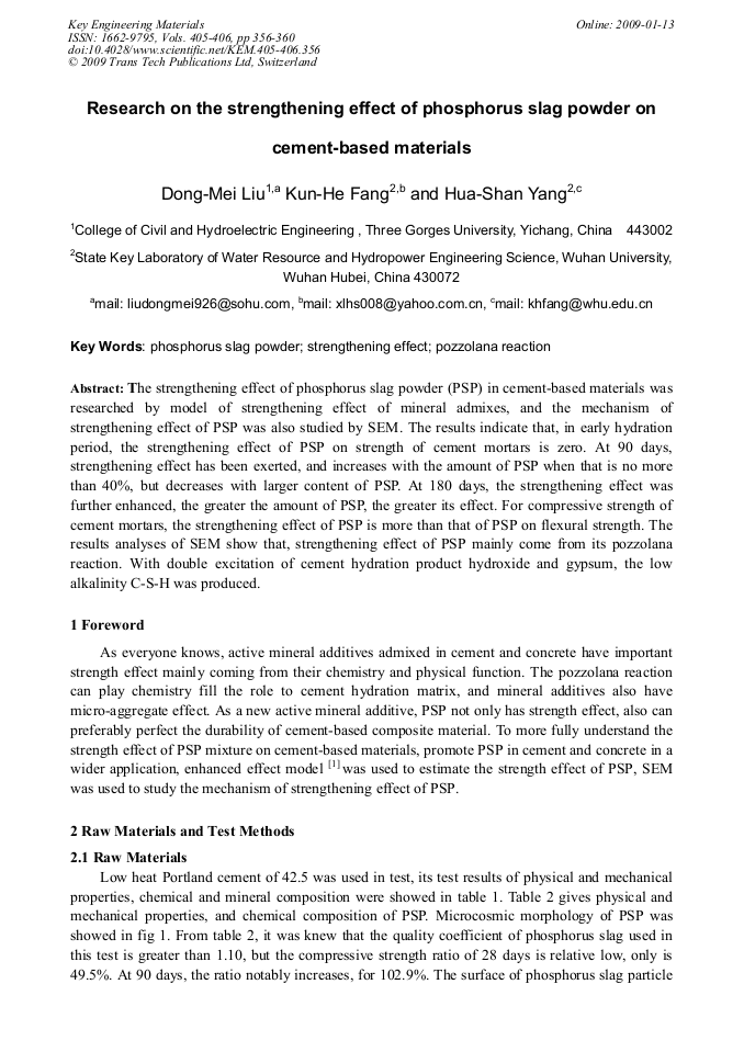 Research on the Strengthening Effect of Phosphorus Slag Powder on ...
