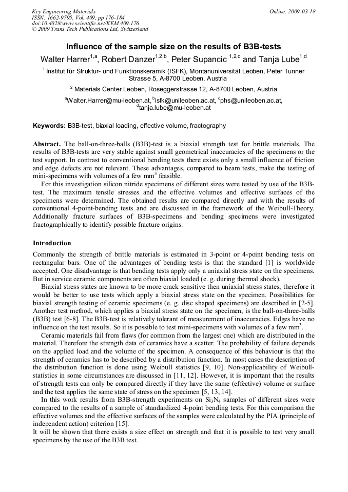 Influence of the Sample Size on the Results of B3B-Tests | Scientific.Net