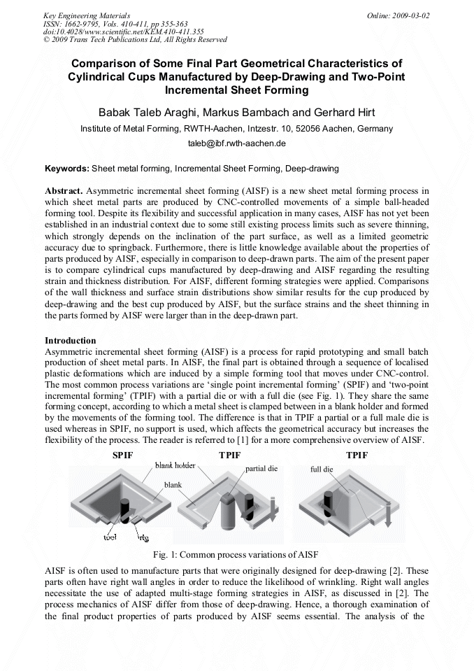 Comparison of some Final Part Geometrical Characteristics of ...