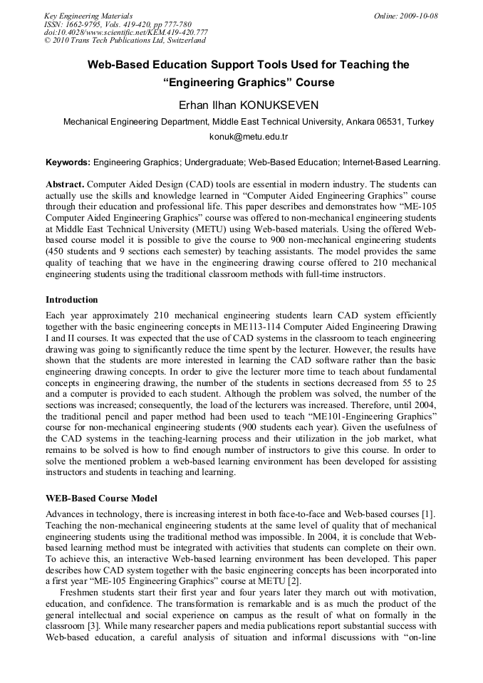 Web-Based Education Support Tools Used for Teaching the “Engineering ...