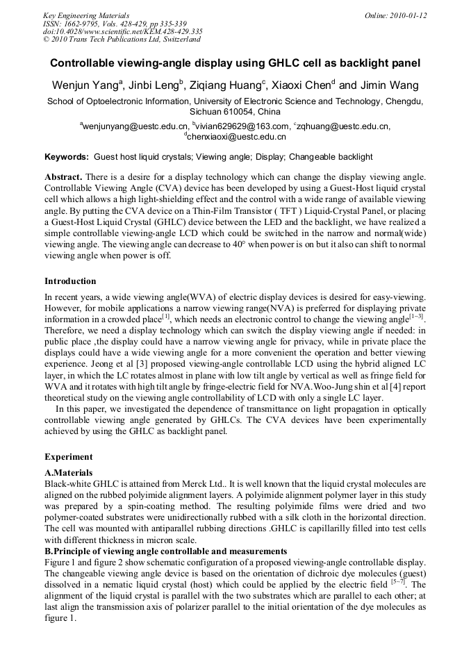 Controllable Viewing-Angle Display Using GHLC Cell as Backlight Panel ...