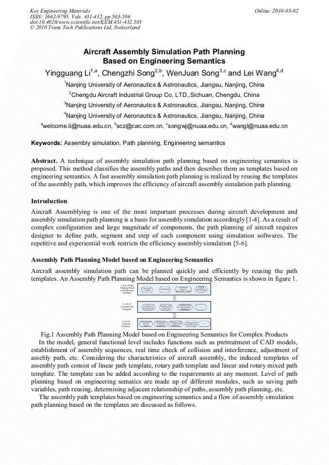 Aircraft Assembly Simulation Path Planning Based on Engineering ...