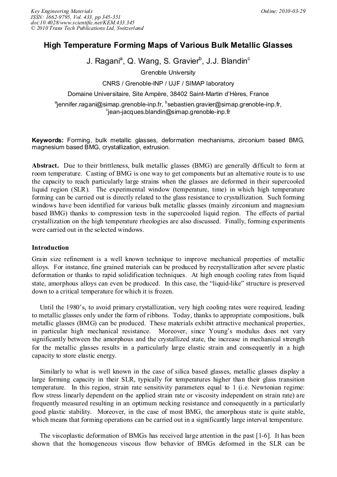 High Temperature Forming Maps of Various Bulk Metallic Glasses ...
