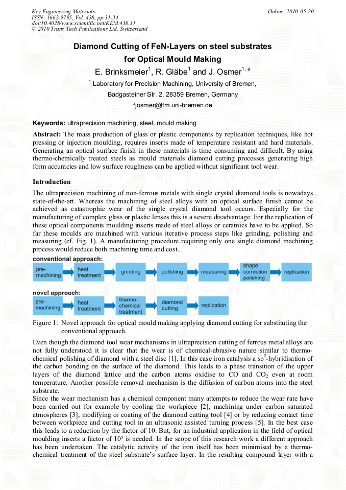Diamond Cutting of FeN-Layers on Steel Substrates for Optical Mould ...