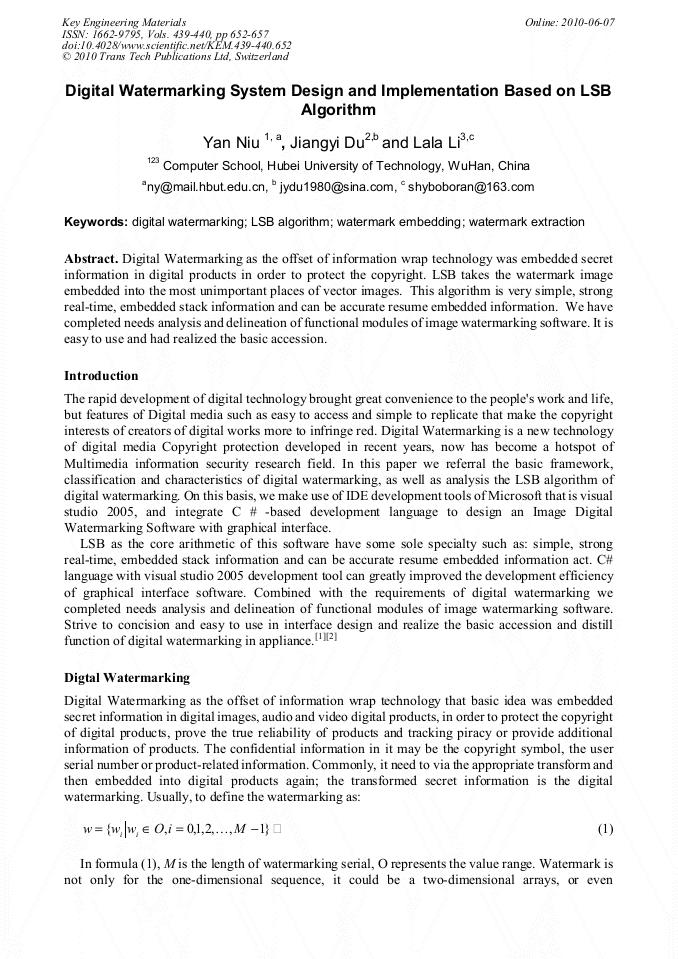 Digital Watermarking System Design and Implementation Based on LSB ...