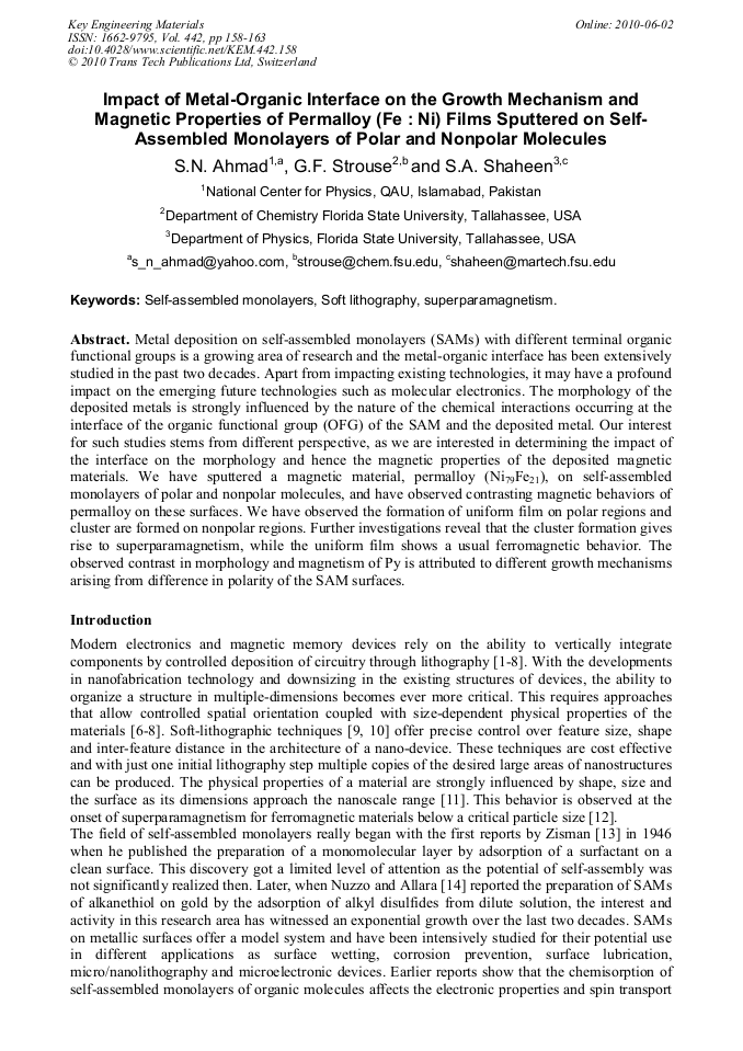 Impact of Metal-Organic Interface on the Growth Mechanism and Magnetic ...