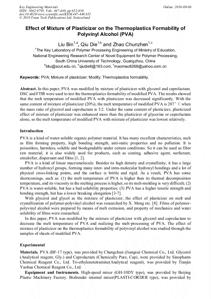 Effect of Mixture of Plasticizer on the Thermoplastics Formability of ...
