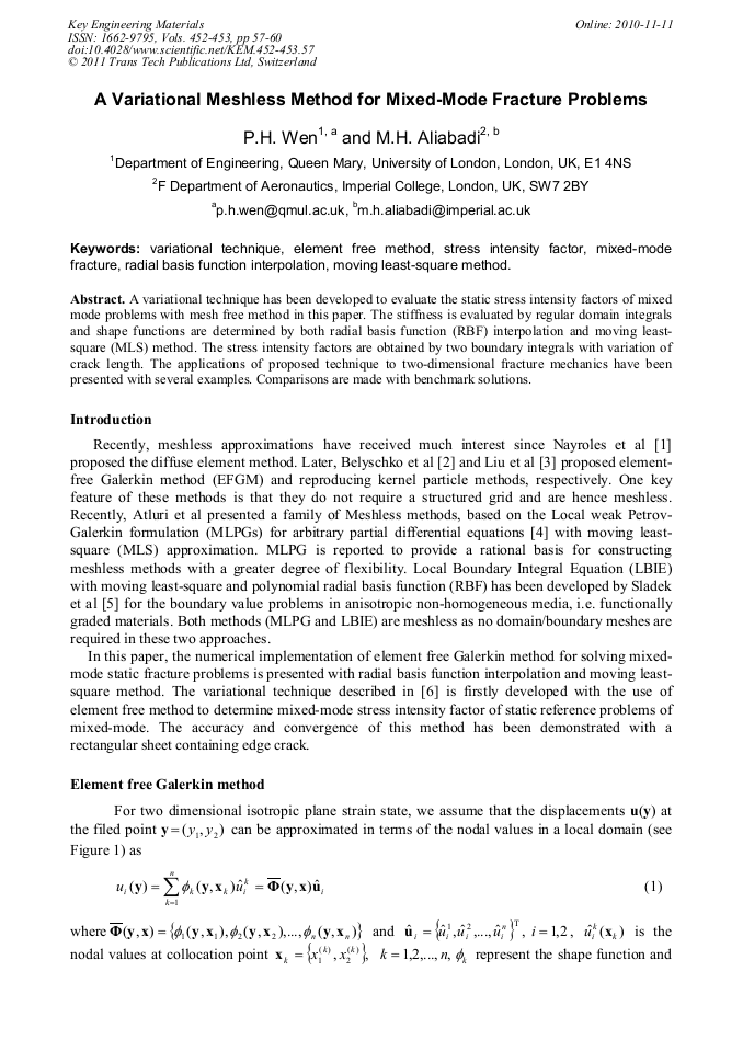 A Variational Meshless Method for Mixed-Mode Fracture Problems ...