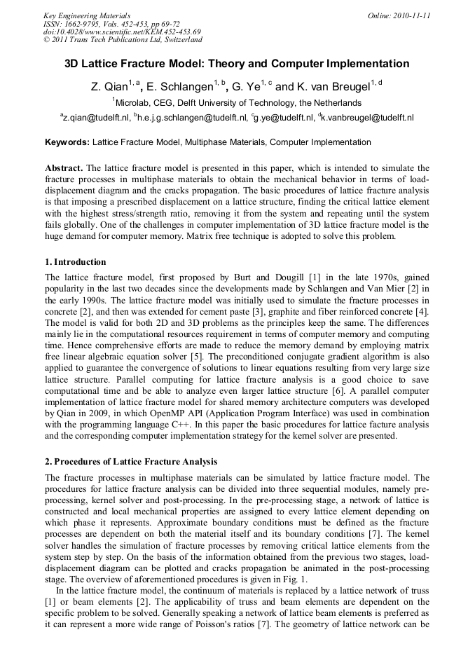 3D Lattice Fracture Model: Theory and Computer Implementation ...