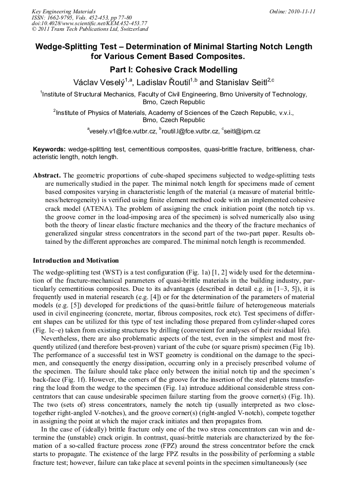 Wedge-Splitting Test – Determination of Minimal Starting Notch Length ...
