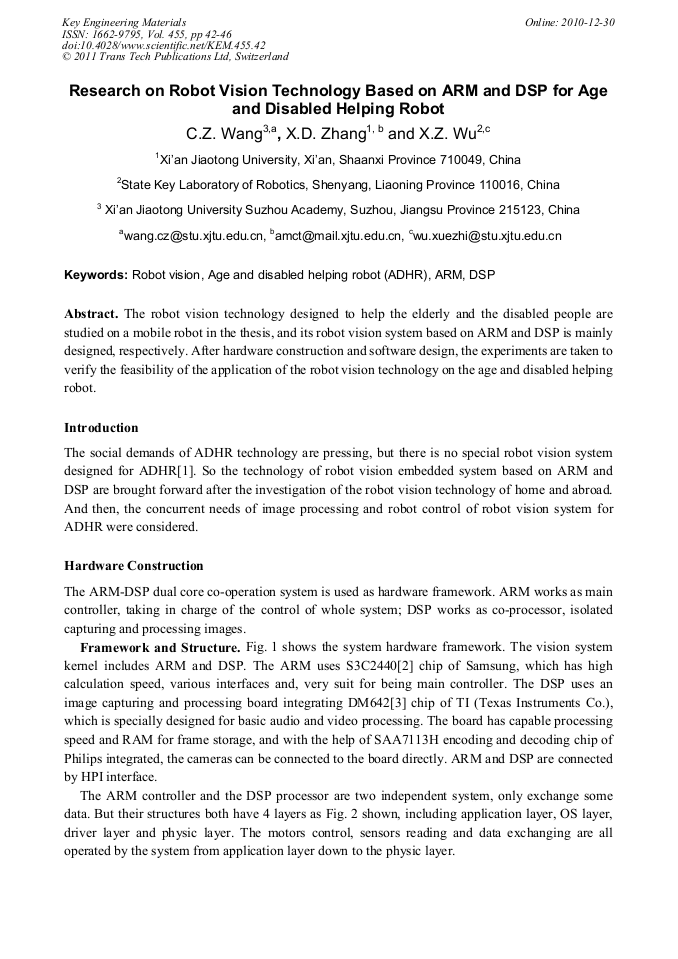 Research on Robot Vision Technology Based on ARM and DSP for Age and ...