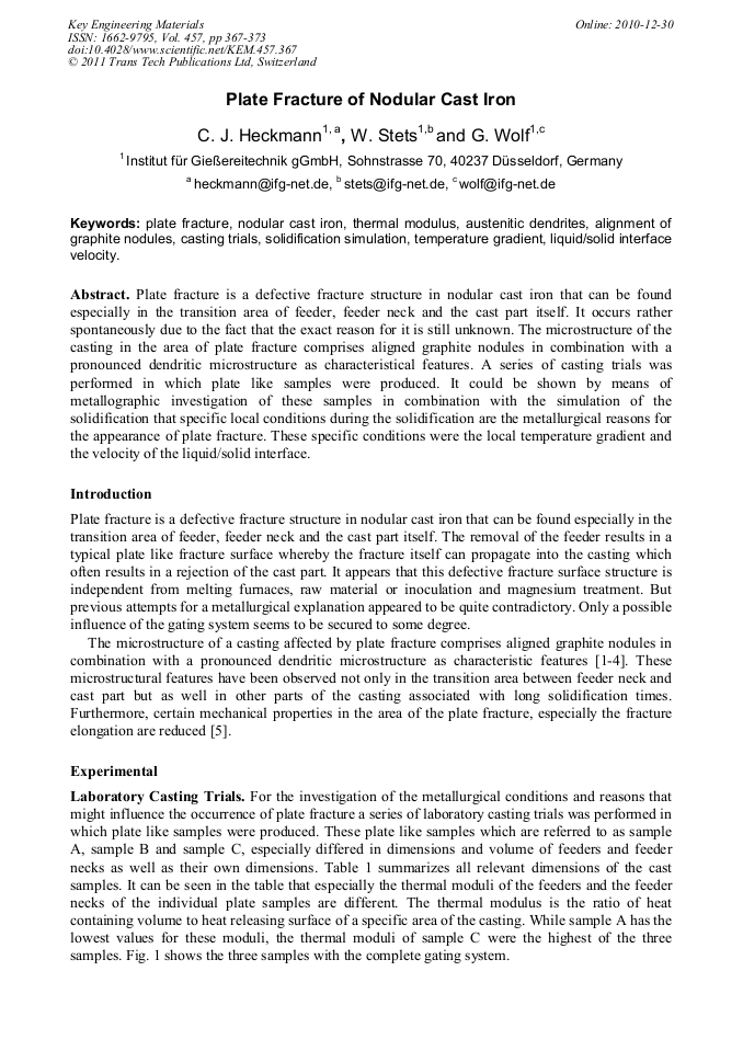 Plate Fracture of Nodular Cast Iron | Scientific.Net