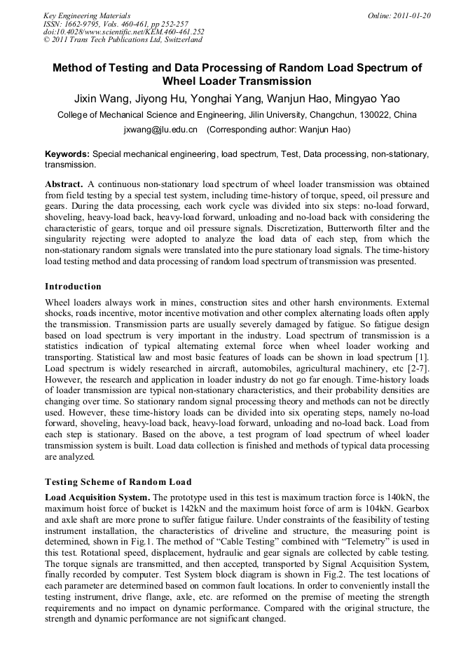 Method of Testing and Data Processing of Random Load Spectrum of Wheel ...