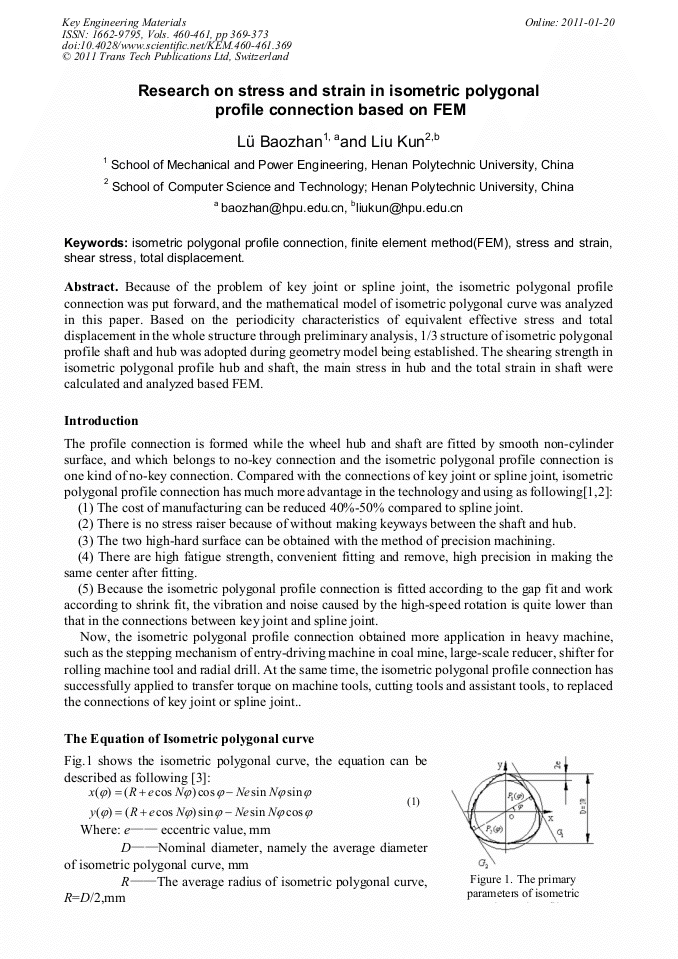 Research on Stress and Strain in Isometric Polygonal Profile Connection ...