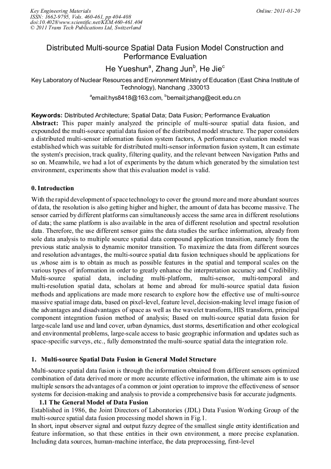 Distributed Multi-Source Spatial Data Fusion Model Construction and Performance Evaluation ...