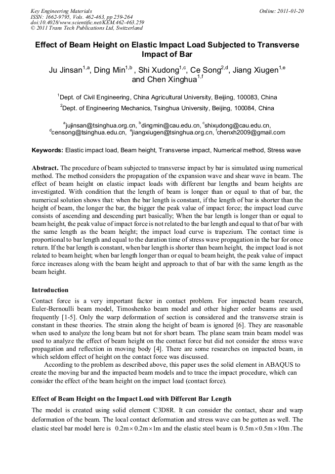 Effect of Beam Height on Elastic Impact Load Subjected to Transverse ...