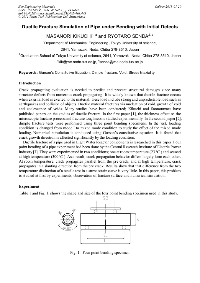 Ductile Fracture Simulation of Pipe under Bending with Initial Defects ...