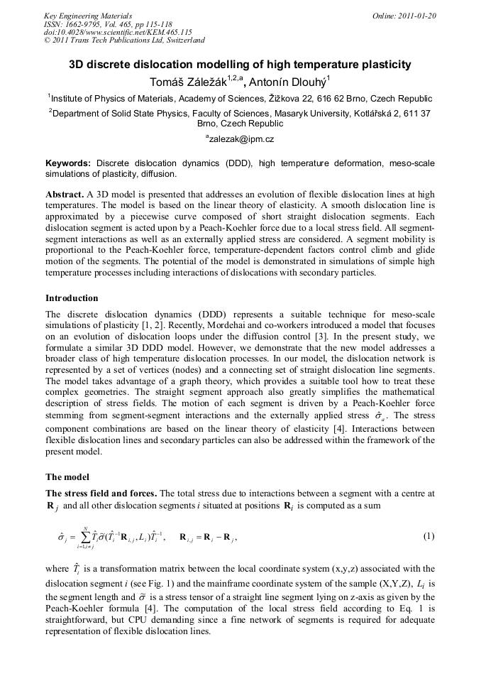 3D Discrete Dislocation Modelling of High Temperature Plasticity ...