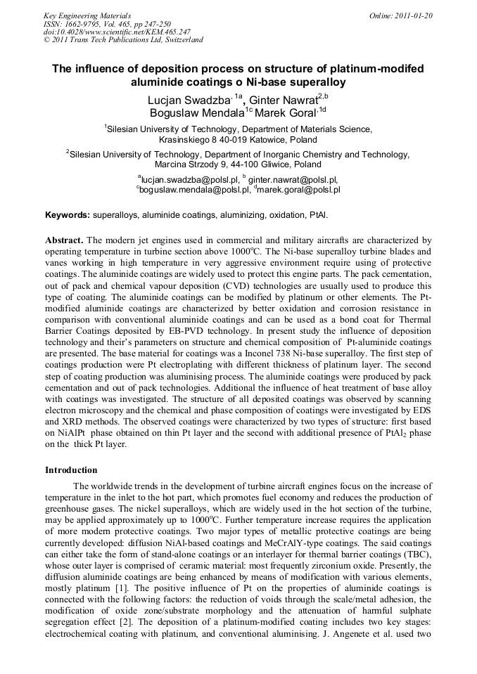 The Influence of Deposition Process on Structure of Platinum-Modifed ...