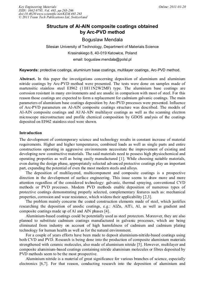 Structure of Al-AlN Composite Coatings Obtained by Arc-PVD Method ...