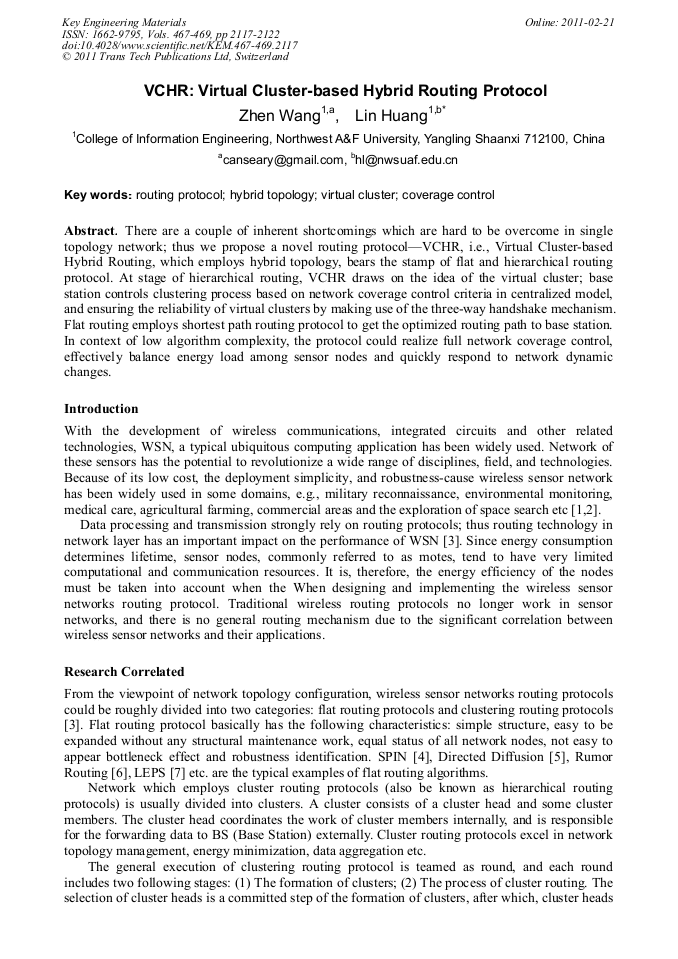 VCHR: Virtual Cluster-Based Hybrid Routing Protocol | Scientific.Net