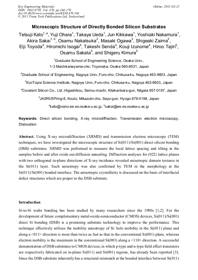Microscopic Structure of Directly Bonded Silicon Substrates ...
