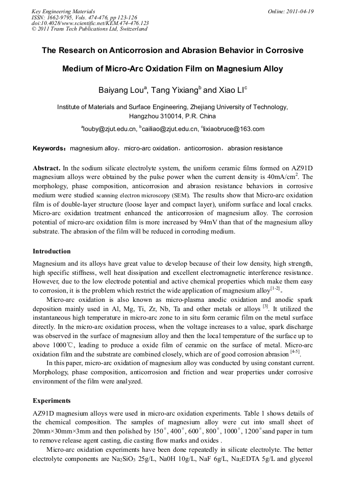 The Research on Anticorrosion and Abrasion Behavior in Corrosive Medium ...